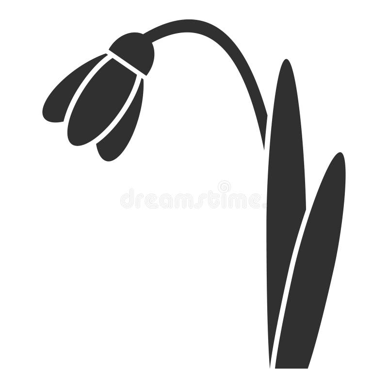 Single Snowdrop Flower Growing with Stem and Leaves Icon Stock ...