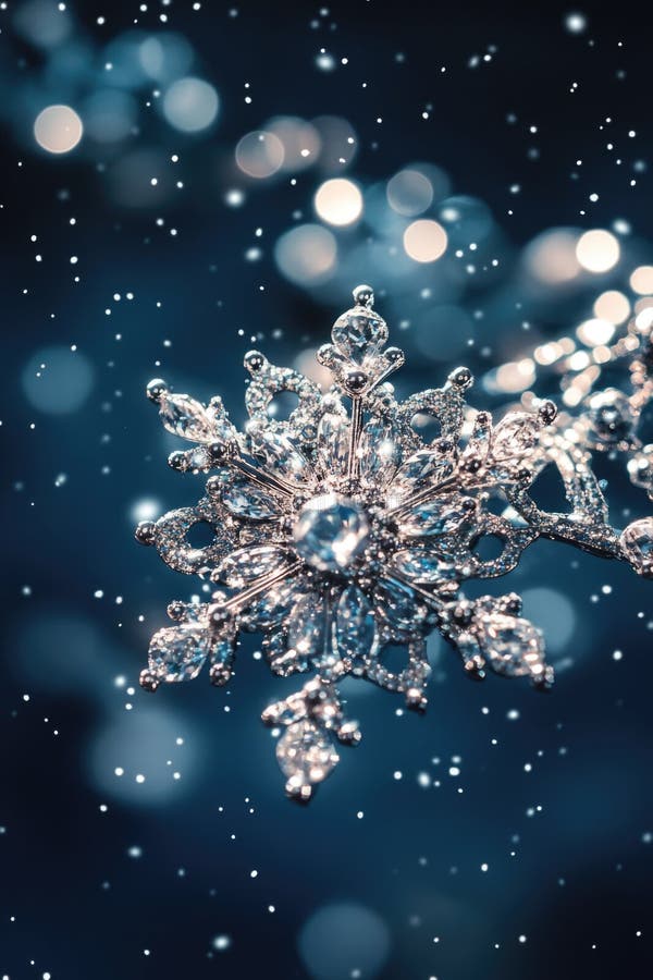 A Single Snowflake on a Blue Background Stock Image - Image of winter ...