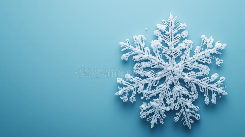 A Single Snowflake Captures Light Beautifully on a Tranquil Blue ...