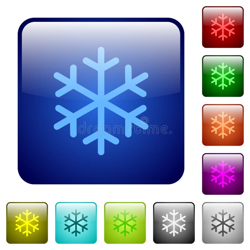 Single Snowflake Color Square Buttons Stock Vector - Illustration of ...