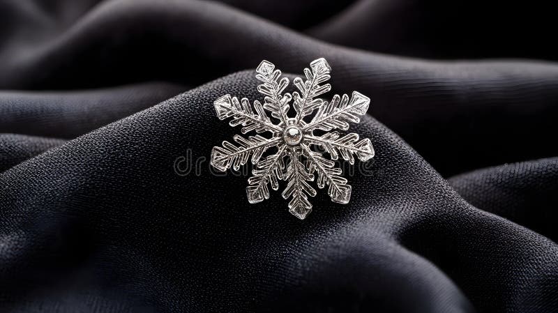A Single Snowflake on Dark Fabric, Crystal-Clear. this is AI Generative Image. Stock ...