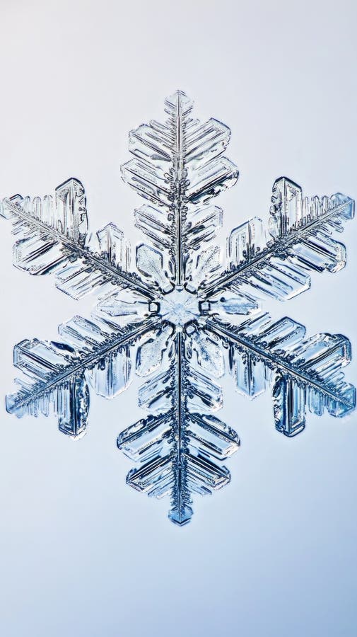 Single Snowflake Falling Sky Bright Blue Background Stock Photos - Free ...