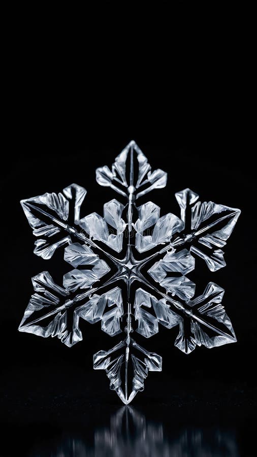 A Single Snowflake is Highlighted Against a Pure Black Ai Generated ...