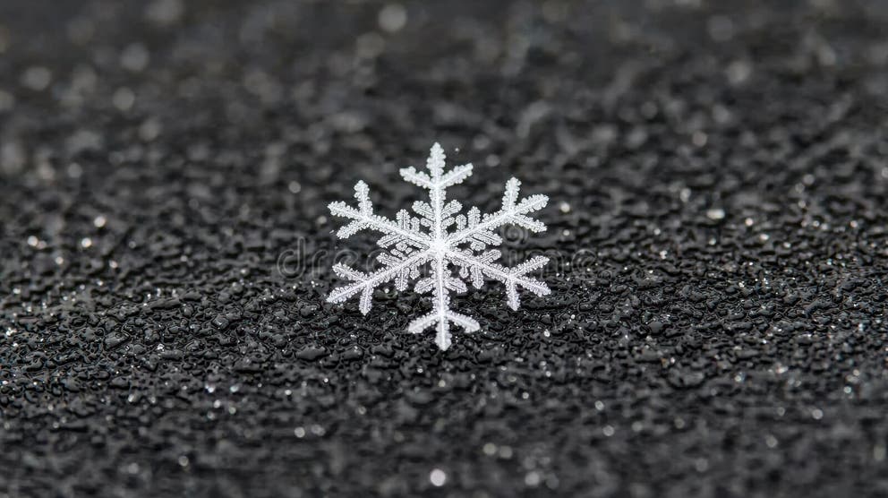A Single Snowflake with Intricate Patterns and Sharp Edges Rests on a ...