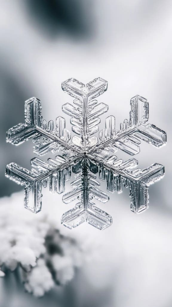A Single Snowflake Sits on Top of a Table, Waiting To Melt Stock Photo ...