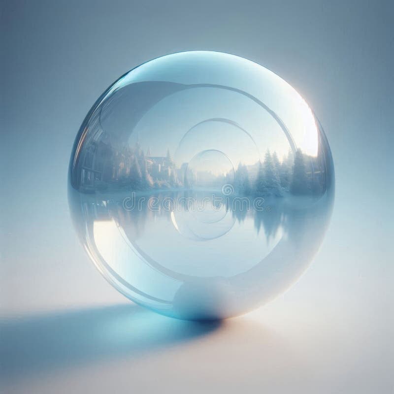 Single Soap Bubble with Reflection on White Background Stock ...