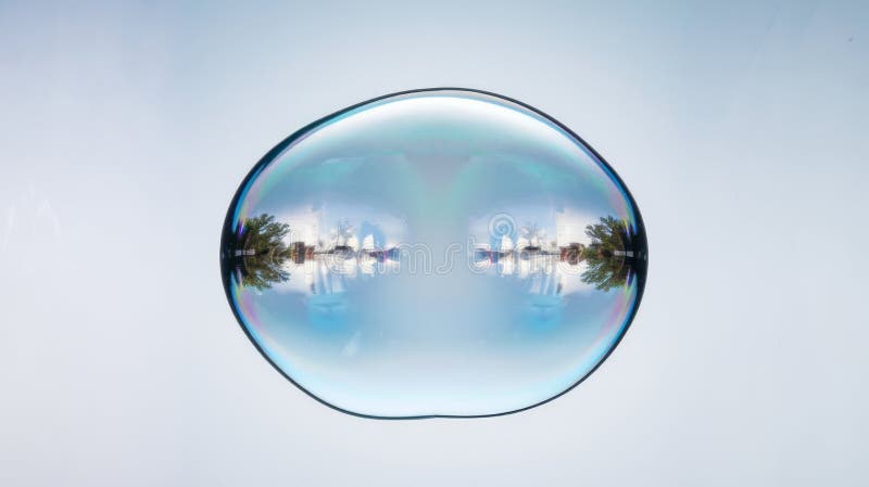 Single Soap Bubble with Reflection on White Background Stock ...