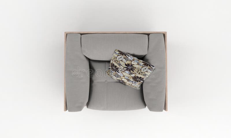 Single Sofa 3D Rendered Realistic Furniture Top View Stock Illustration ...