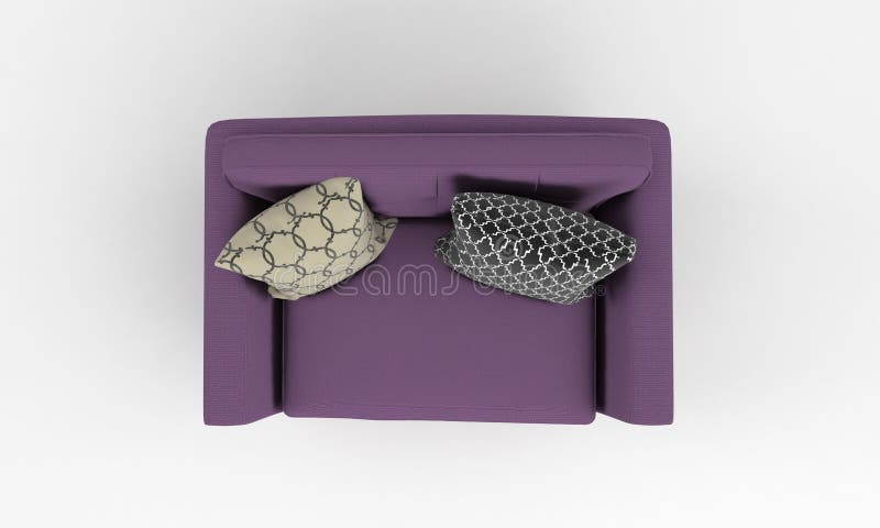 Single Sofa 3D Rendered Realistic Furniture Top View Stock Illustration ...
