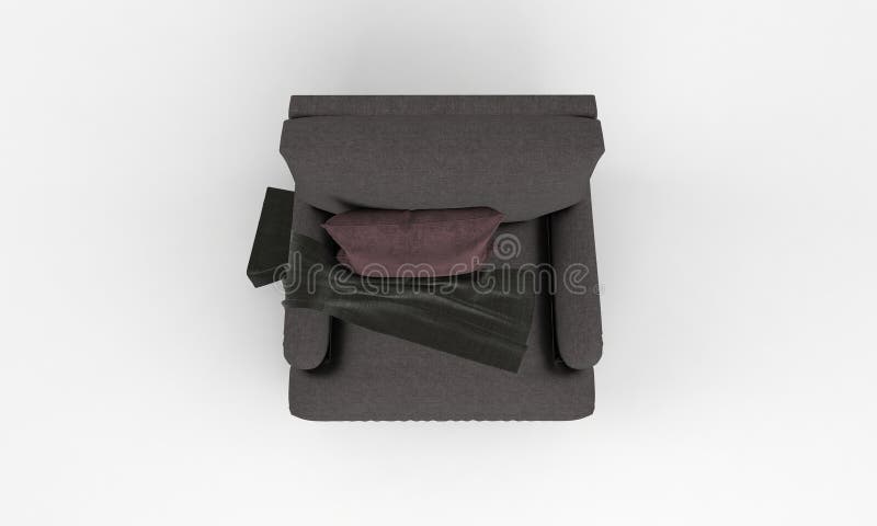 Single Sofa 3D Rendered Realistic Furniture Top View Stock Illustration ...