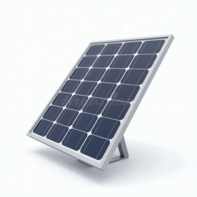 A Single Solar Panel Angled on a Stand Against a White Background ...