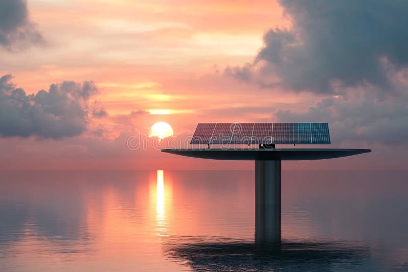 A Single Solar Panel Embedded in a Lush Green Landscape Stock ...