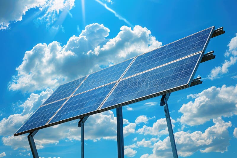A Single Solar Panel Mounted on Top of a Pole, Surrounded by a Clear ...