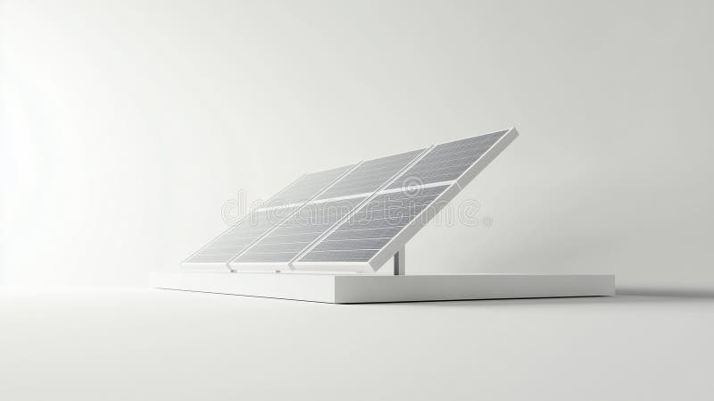 Single Solar Panel on White Pedestal, Minimalist Clean Energy Concept ...