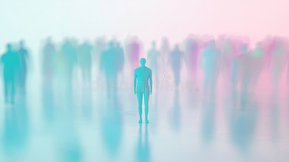Single, Solid Figure Stands in Sharp Focus, while a Multitude of ...