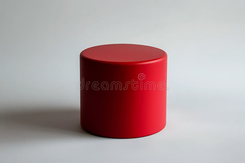 A Single, Solid Red Cylinder Stands on a Plain Light-gray Background ...