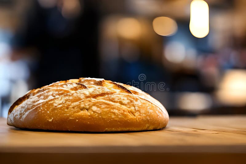 Single Sourdough Bread Side View at the Table Stock Illustration ...
