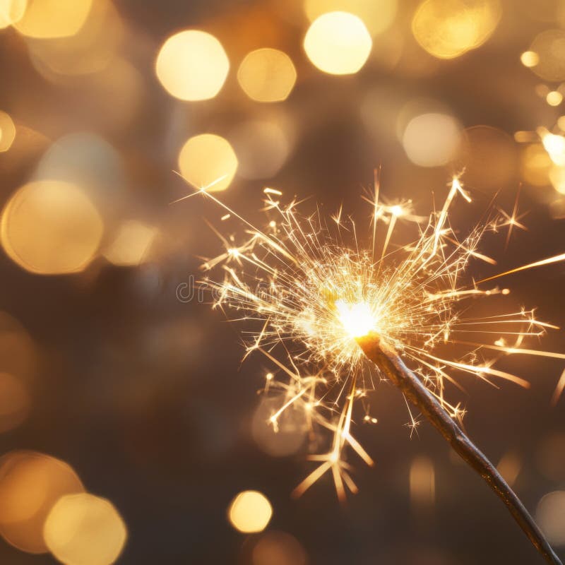 A Single Sparkler Burning Bright Against a Bokeh Background Stock ...