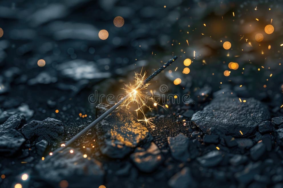A Single Sparkler Lying on the Ground Stock Image - Image of soil ...