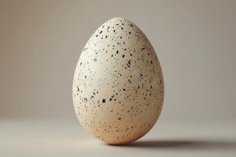 Single Speckled Egg Stands on Neutral Background, Bird Egg New Life ...