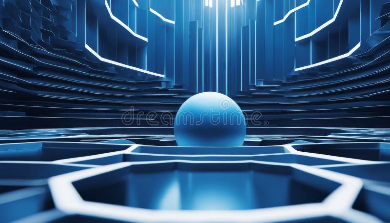Abstract Tech Sphere in Blue Hues Stock Illustration - Illustration of ...