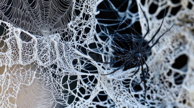 A Single Spider Sits at the Center of Its Intricate Web Stock Photo ...