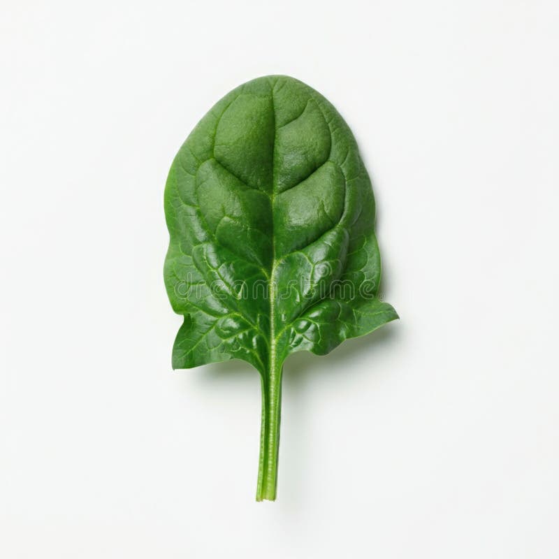 A Single Spinach Leaf (Spinacia Oleracea) is Centered on a Plain White ...
