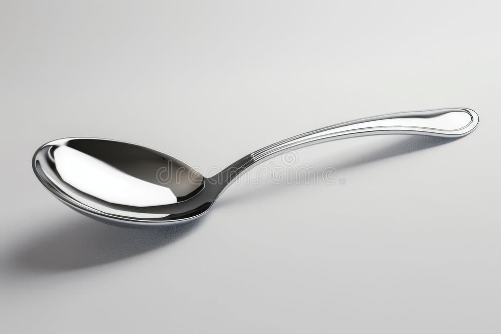 A Single Spoon with Its Handle Resting on a Table Surface Stock Photo ...