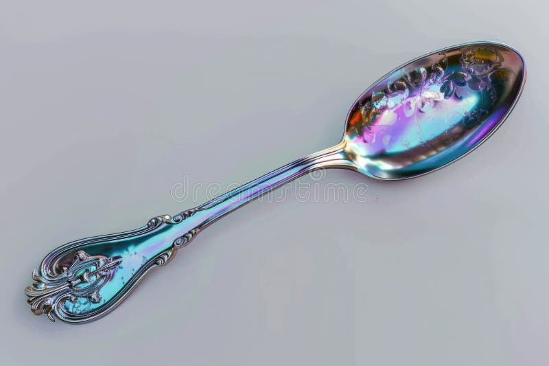 A Single Spoon Placed on a Table Surface Stock Photo - Image of home ...