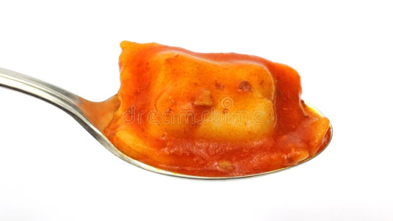 Single Spoon of Ravioli stock image. Image of single - 17477877