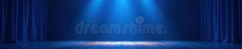 Single Spotlight on Bare Stage, Deep Blue Backdrop , Background, Blue ...