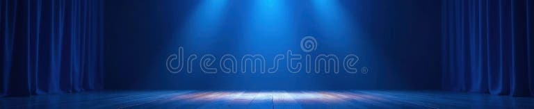 Single Spotlight on Bare Stage, Deep Blue Backdrop , Background, Blue ...