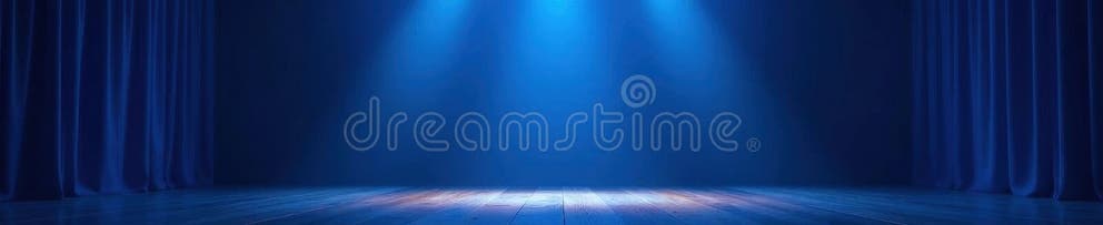 Single Spotlight on Bare Stage, Deep Blue Backdrop , Background, Blue ...