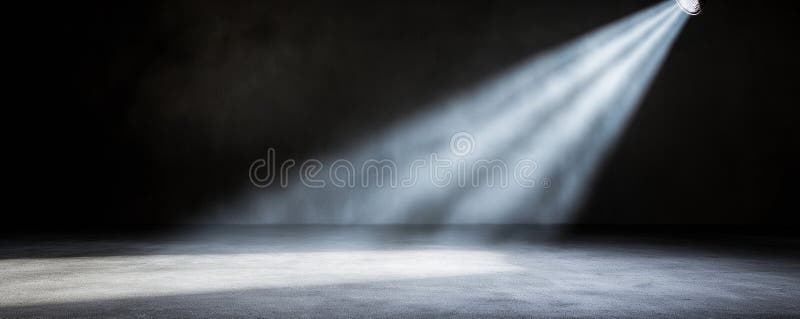 Single Spotlight Beam Shining from the Corner, Illuminating a Focused ...