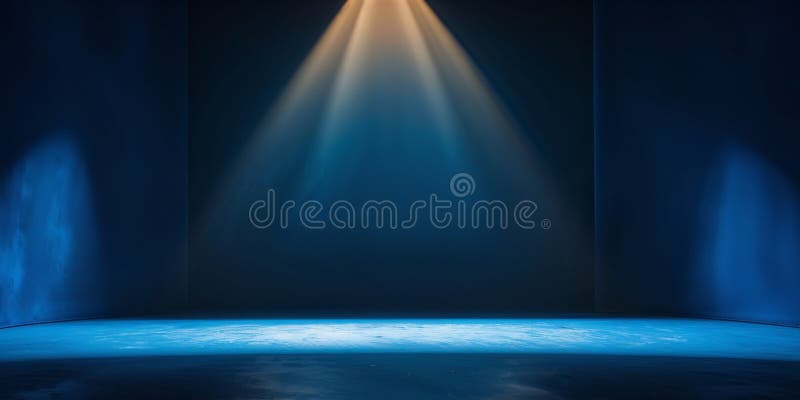 Single Spotlight on a Blue Stage Background Stock Image - Image of ...