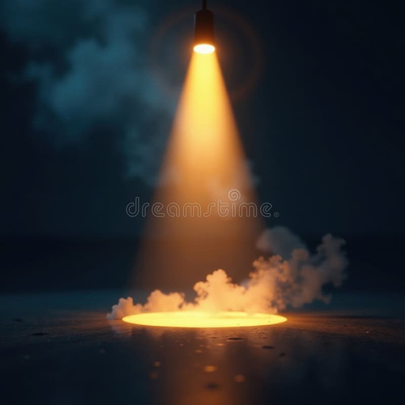 Single Spotlight Cutting through Smoky Darkness , Single, Beam Stock ...