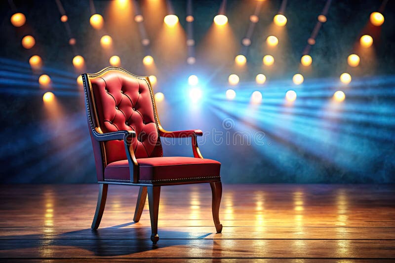 Empty Stage Chair Under a Dramatic Spotlight a Cinematic Still Life ...