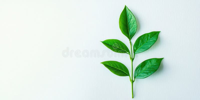 A Single Sprig of Green Leaves on a White Background Stock Illustration ...