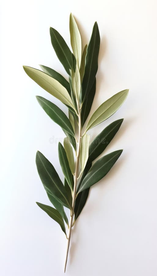 Single Sprig of Olive Branch Symbol of Peace and Harmony Isolated on ...
