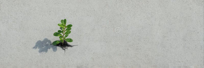 Single Sprouting Plant Breaking through Concrete Surface, Resilience ...