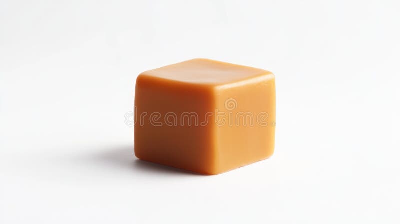 Single Square Caramel Candy Isolated on White Background Studio Shot ...