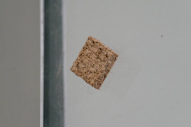 A Single Square Cork Tile Adhered To a Smooth White Surface Stock Photo ...