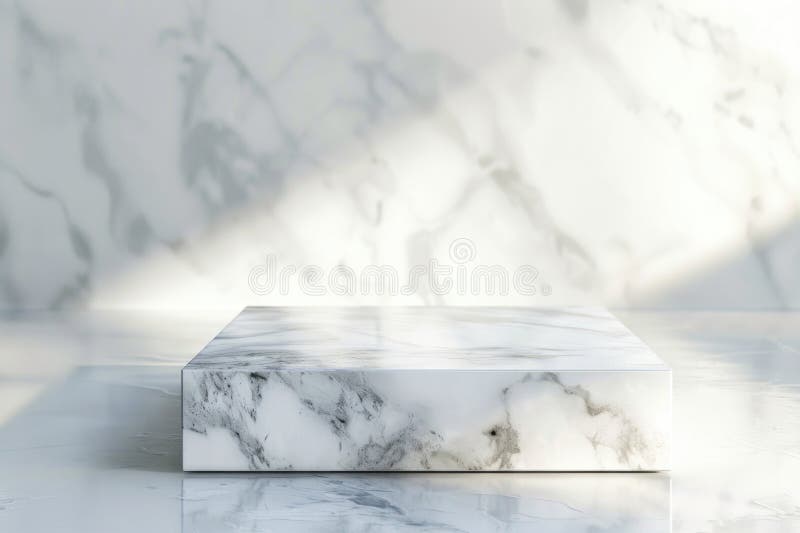 A Single, Square Marble Platform Sits in the Center of a White Marble ...