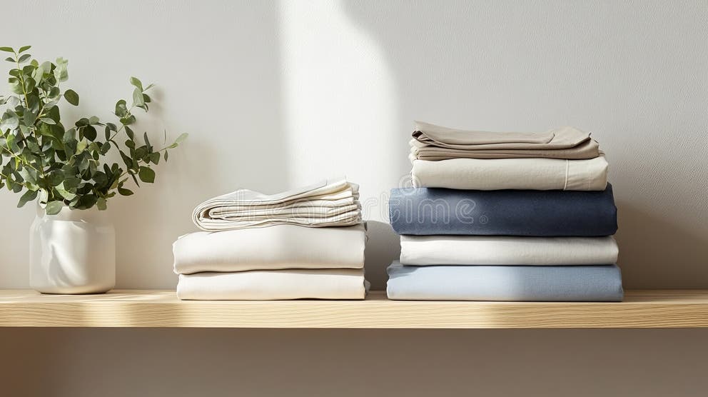 A Single Stack of Folded Uniforms Styled for Home Service Stock Image ...