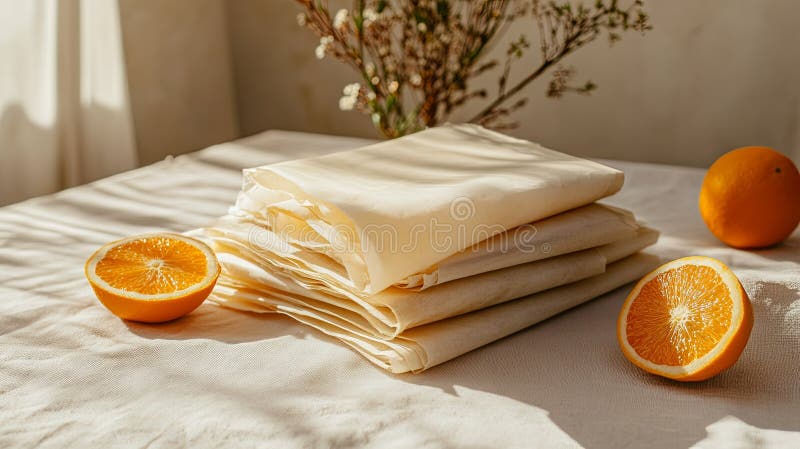 A Single Stack of Reusable Food Wraps Styled on a Light-colored Table ...