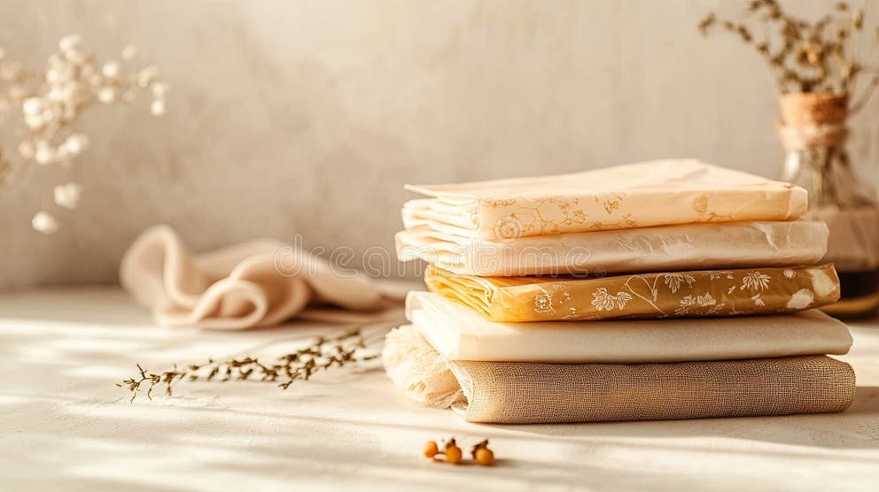 A Single Stack of Reusable Food Wraps Styled on a Light-colored Table ...