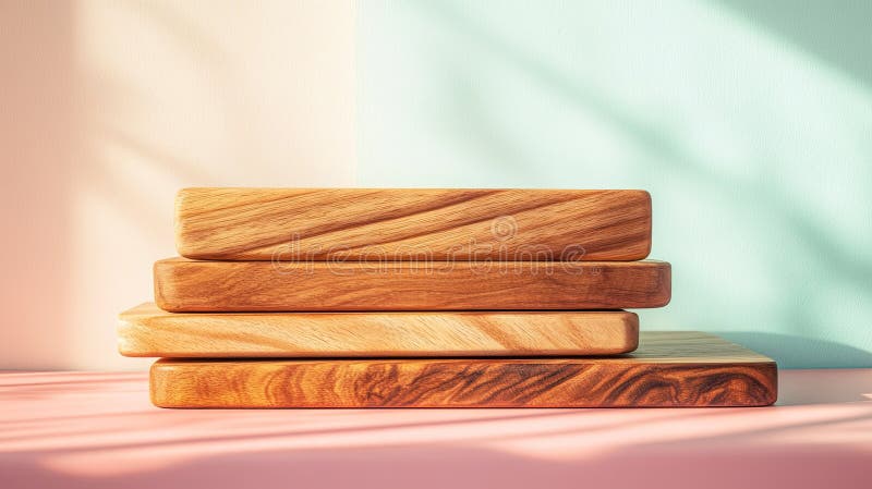A Single Stack of Wooden Cutting Boards Styled with Natural Grains on ...