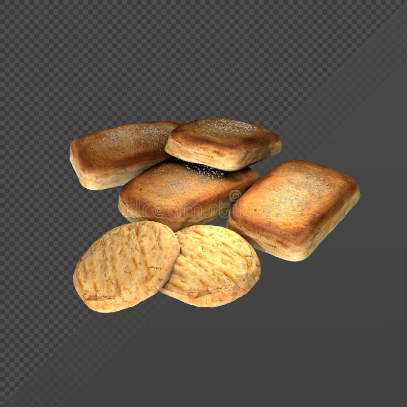 Single and Stacked Brown Round and Square Cookies from Perspective Top ...