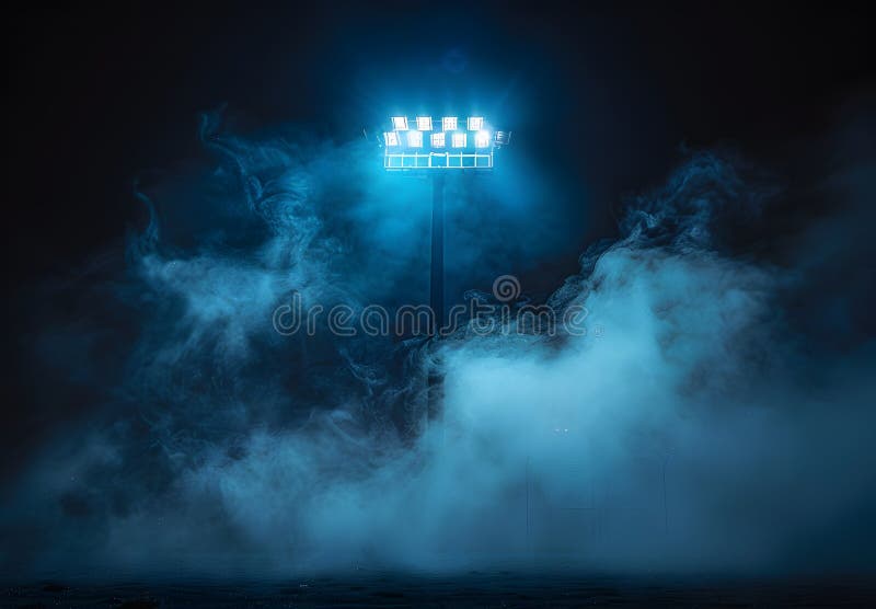 Stadium Spotlight in Smoke and Fog Stock Illustration - Illustration of ...