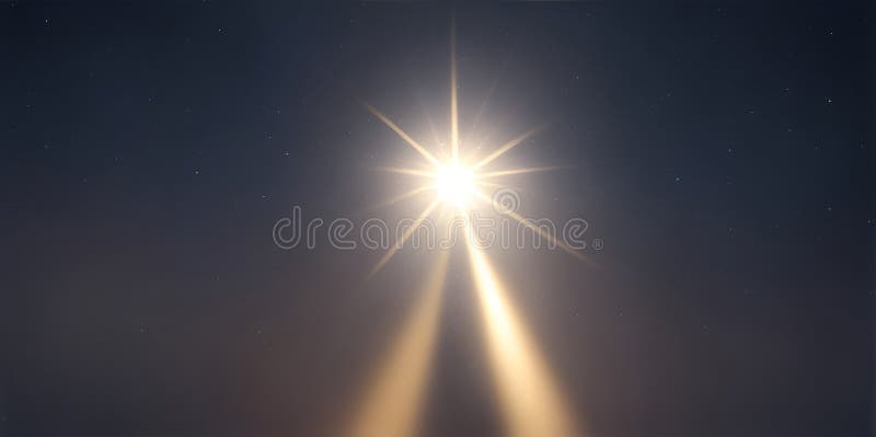 A Single Star Receiving Light from Above. One Standing Star. Shallow ...